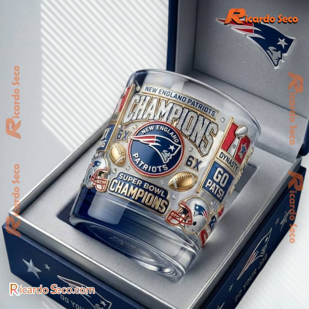New England Patriots 6x Super Bowl Champions Whiskey Glass - Ricardo ...